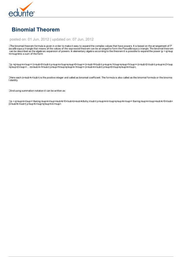 Binomial+Theorem | PDF