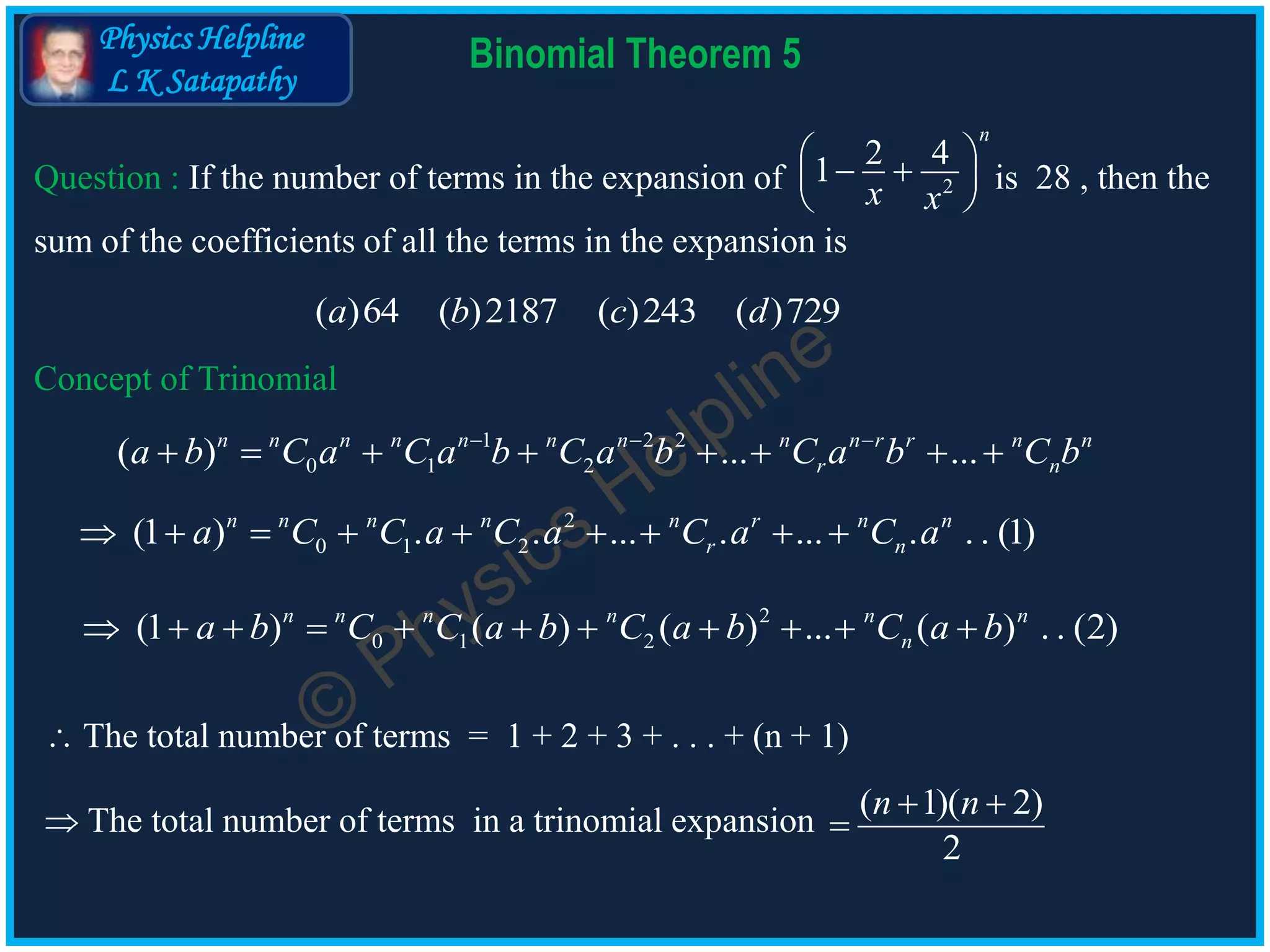 Binomial Theorem 5 | PPTX | Physics | Science