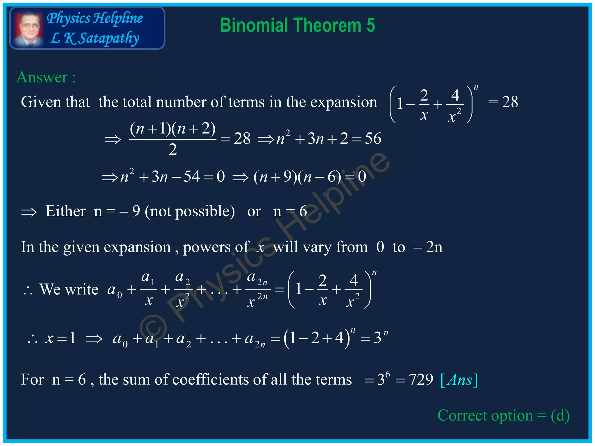 Binomial Theorem 5 | PPTX | Physics | Science