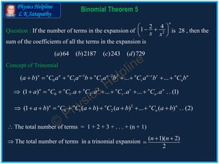 Binomial Theorem 5 | PPTX | Physics | Science