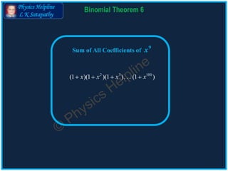 Binomial Theorem 6/Coeff of a power of x | PPT