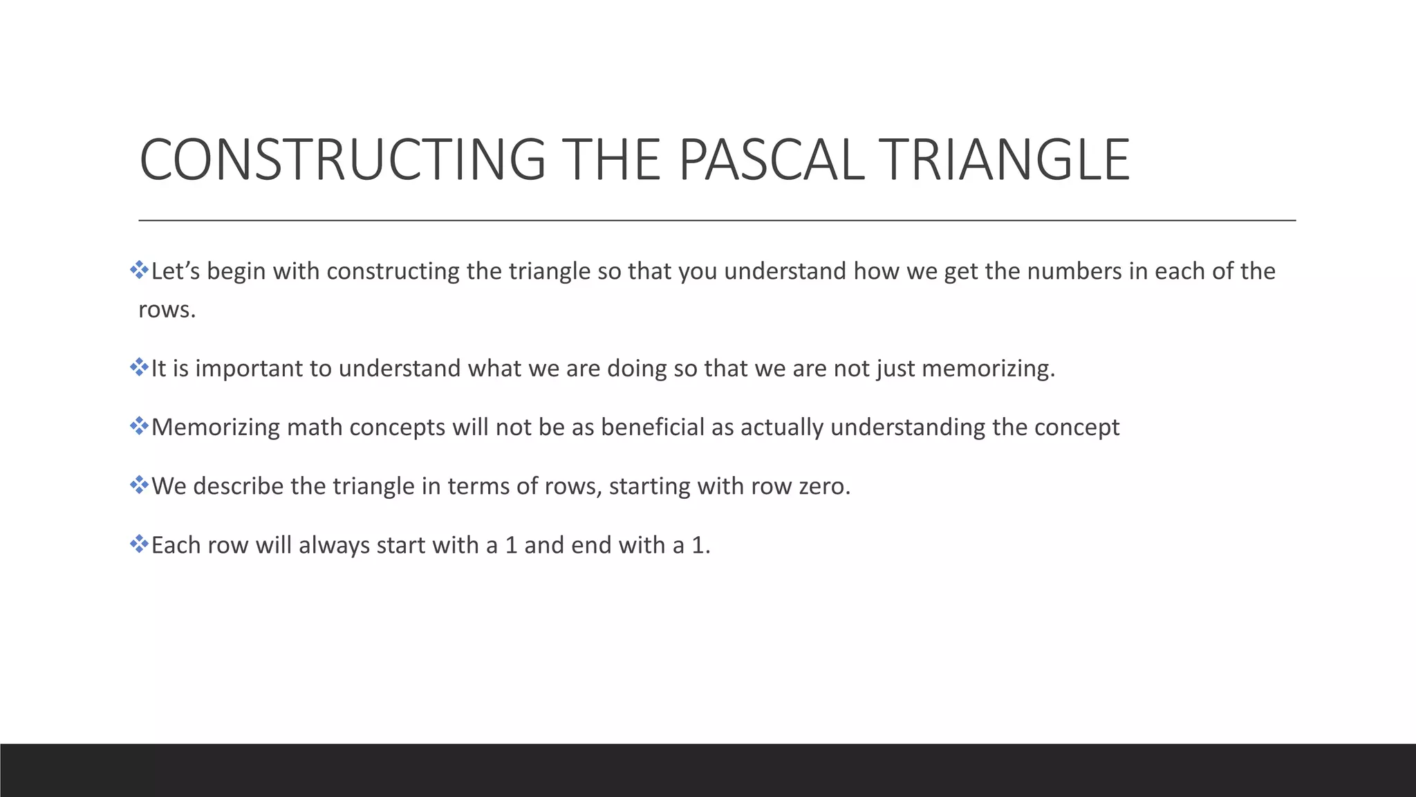 pascal triangle | PPTX | Physics | Science