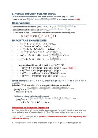 Binomial theorem for any index | DOCX