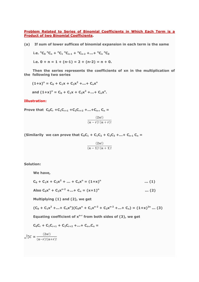 Binomial Theorem For Any Index Docx Physics Science