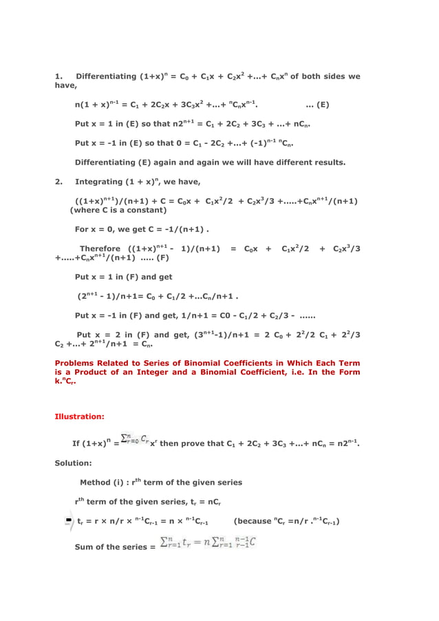 Binomial Theorem For Any Index Docx Physics Science