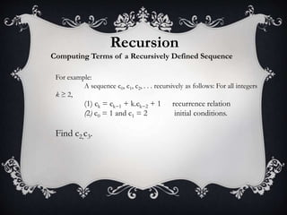 Binomial Theorem, Recursion ,Tower of Honai, relations | PPTX | Programming Languages | Computing