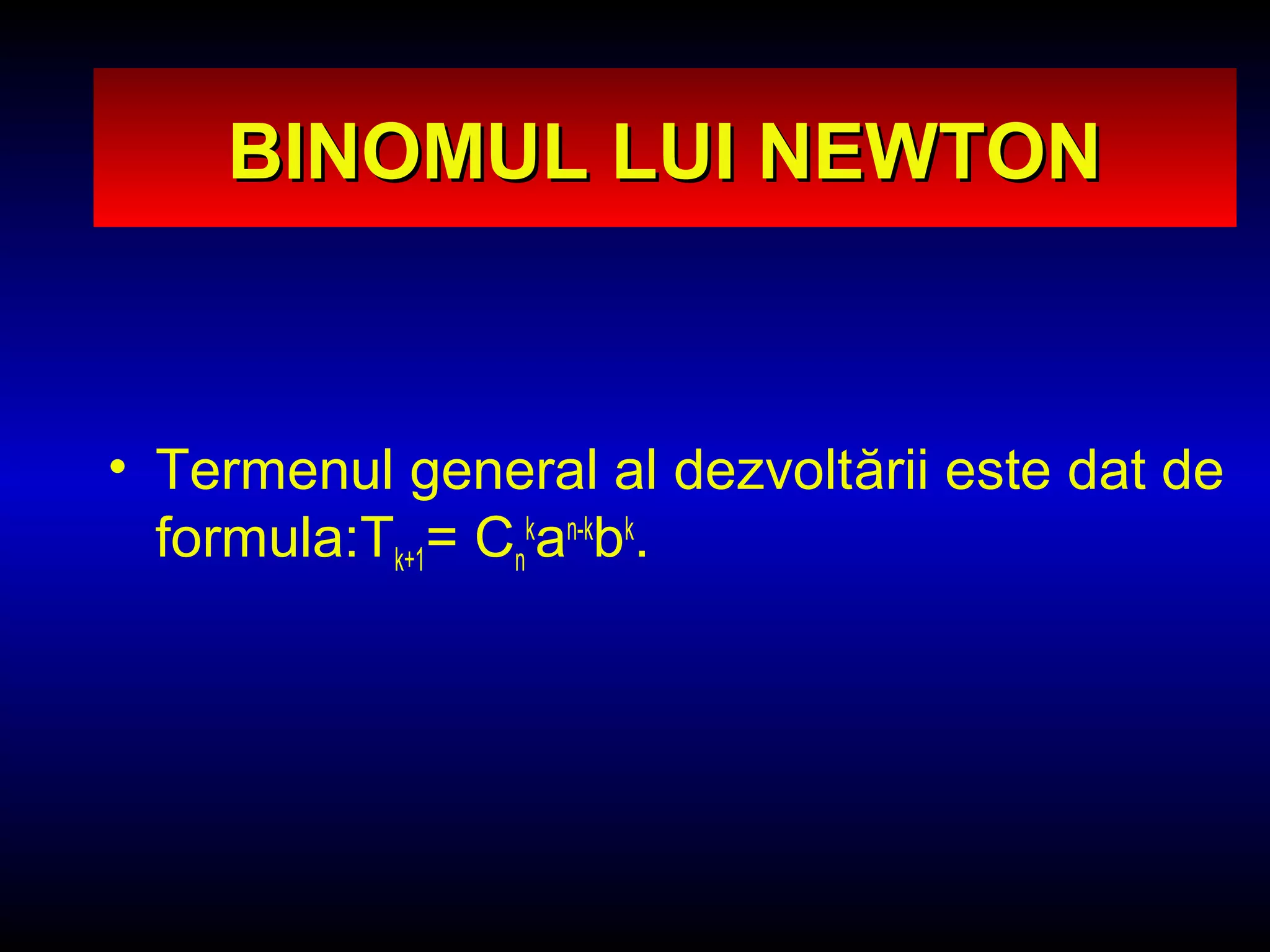 Binomul lui newton | PPT