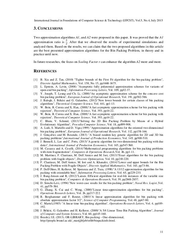 Bin packing problem two approximation