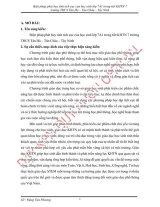 BIỆN PHÁP PHÁT HUY TÍNH TÍCH CỰC CỦA HỌC SINH LỚP 7A1 TRONG TIẾT KHOA HỌC TỰ NHIÊN 7 chủ đề STEM ...