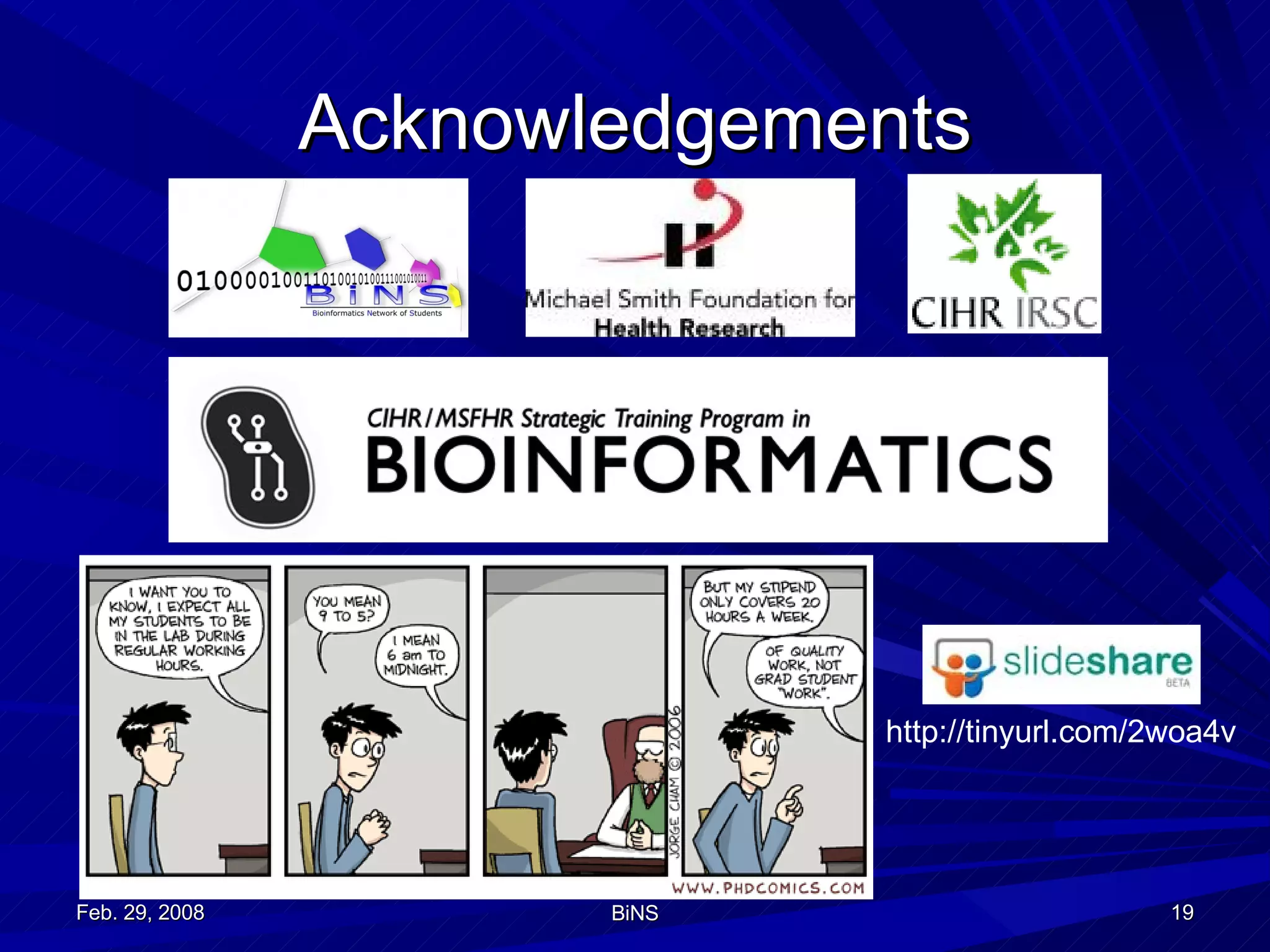 A graduate student's experience in bioinformatics | PPT