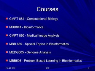 A graduate student's experience in bioinformatics | PPT