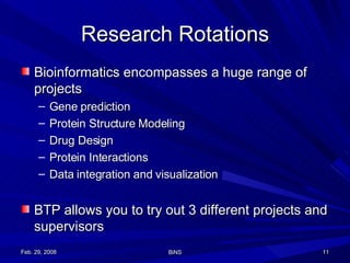 A graduate student's experience in bioinformatics | PPT