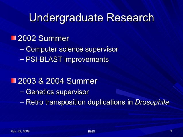 A graduate student's experience in bioinformatics | PPT