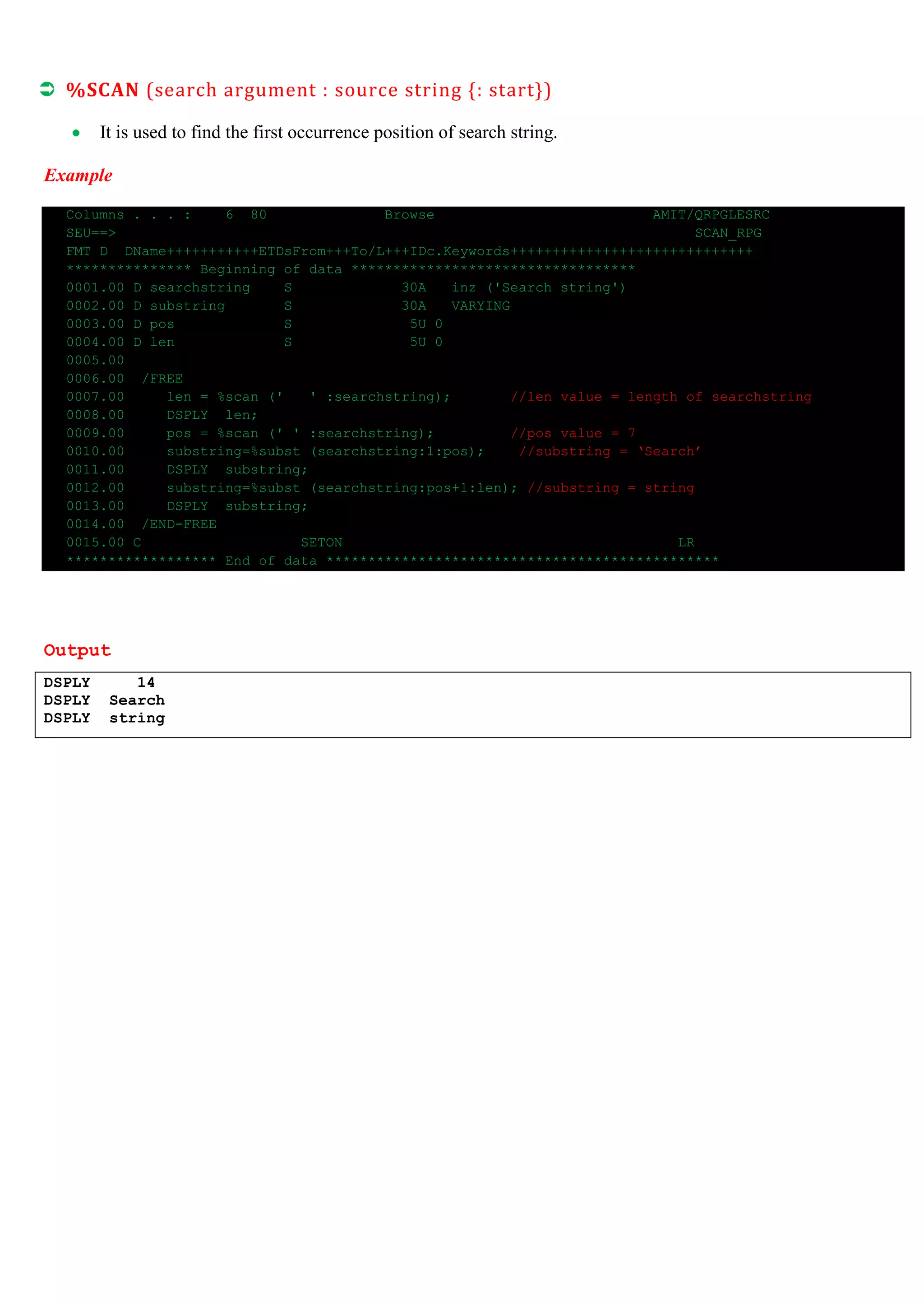 as400 built in function- %SCAN | DOCX