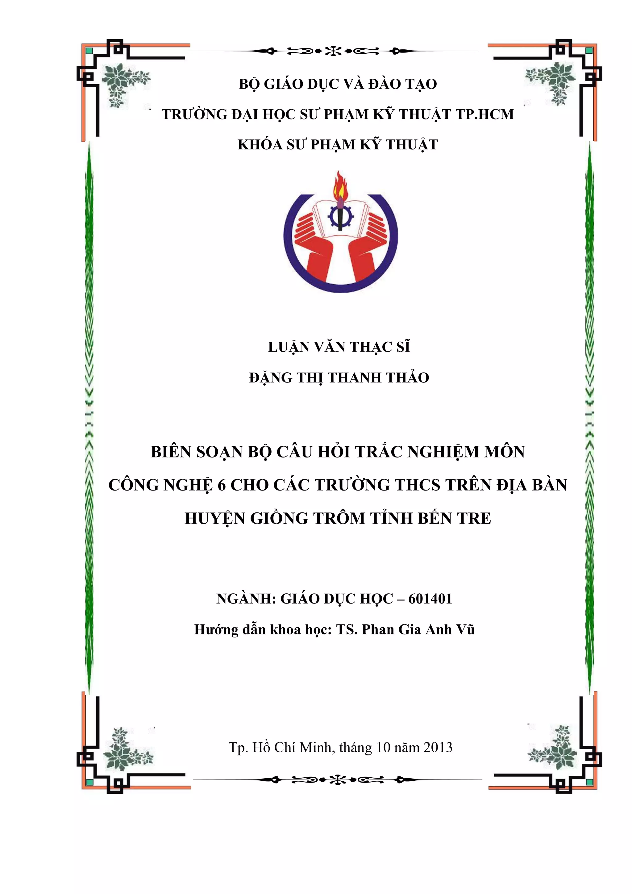 Biên soạn bộ câu hỏi trắc nghiệm môn công nghệ 6 cho các trường thcs ...