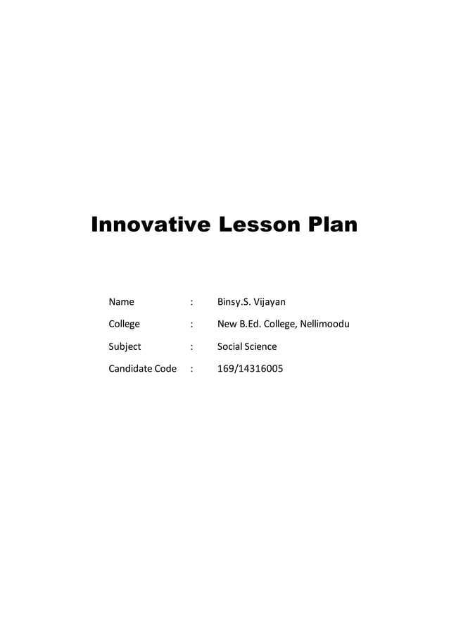 Innovative Lesson Plan | DOCX