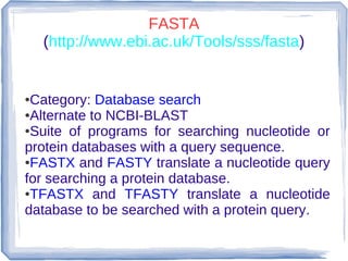 Publicly available tools and open resources in Bioinformatics | PPT