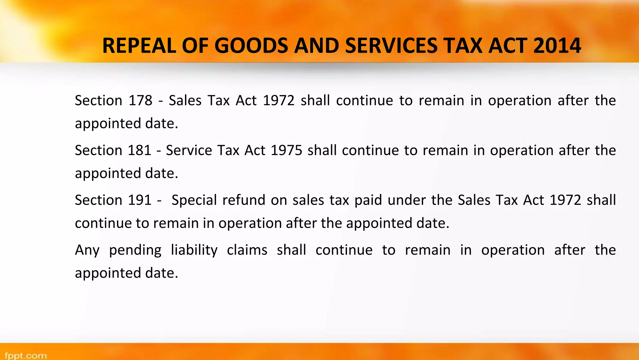 Sales and service Tax Act 2018 | PPTX