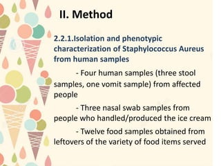 Staphylococcus aureus food-poisoning outbreak associated with the consumption of ice cream | PPT