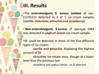 Staphylococcus aureus food-poisoning outbreak associated with the consumption of ice cream | PPT