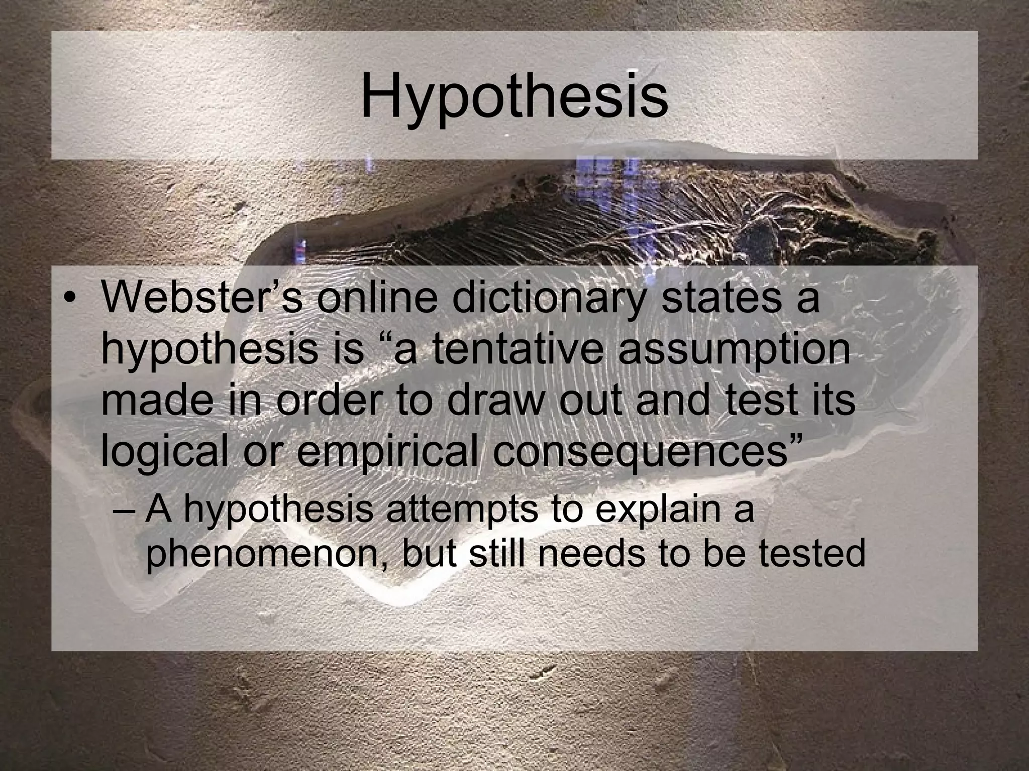 Bio 409 Facts, Theories, And Hypothesis | PPT