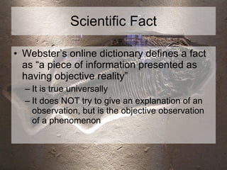 Bio 409 Facts, Theories, And Hypothesis | PPT