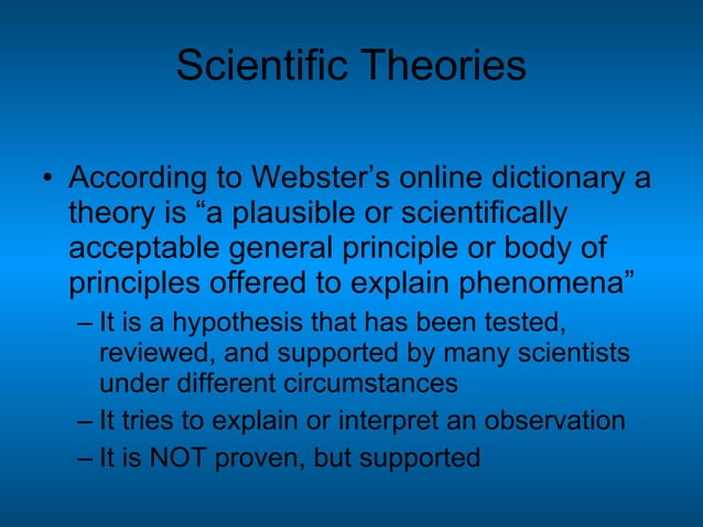 Bio 409 Facts, Theories, And Hypothesis | PPT