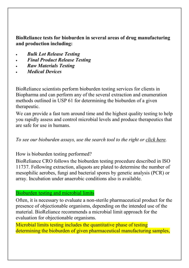 Bio burden | PDF | Biotech and Biomedical Industry | Industries