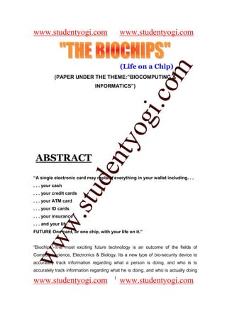 Bio Chip Paper Presentation | PDF