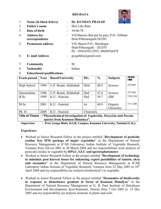 Bio data- kundan | PDF