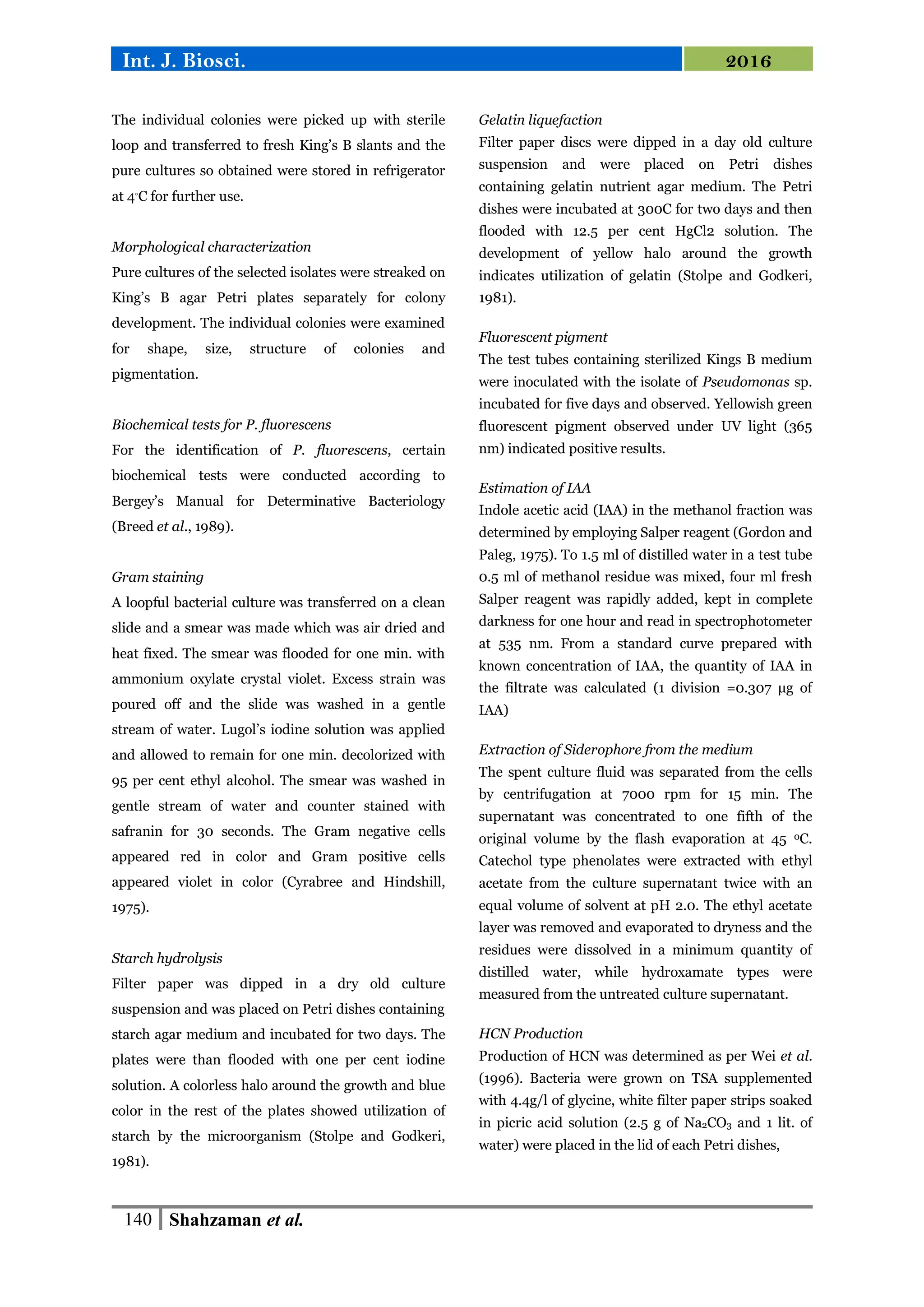 Bio efficacy of pseudomonas fluorescens isolated from chickpea fields ...