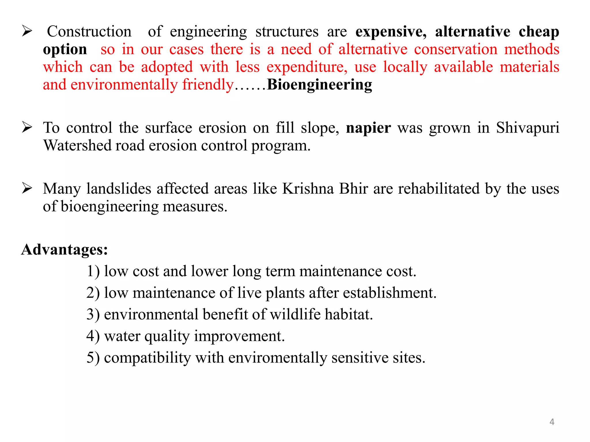 Bio engineering methods and their control for soil erosion | PPTX