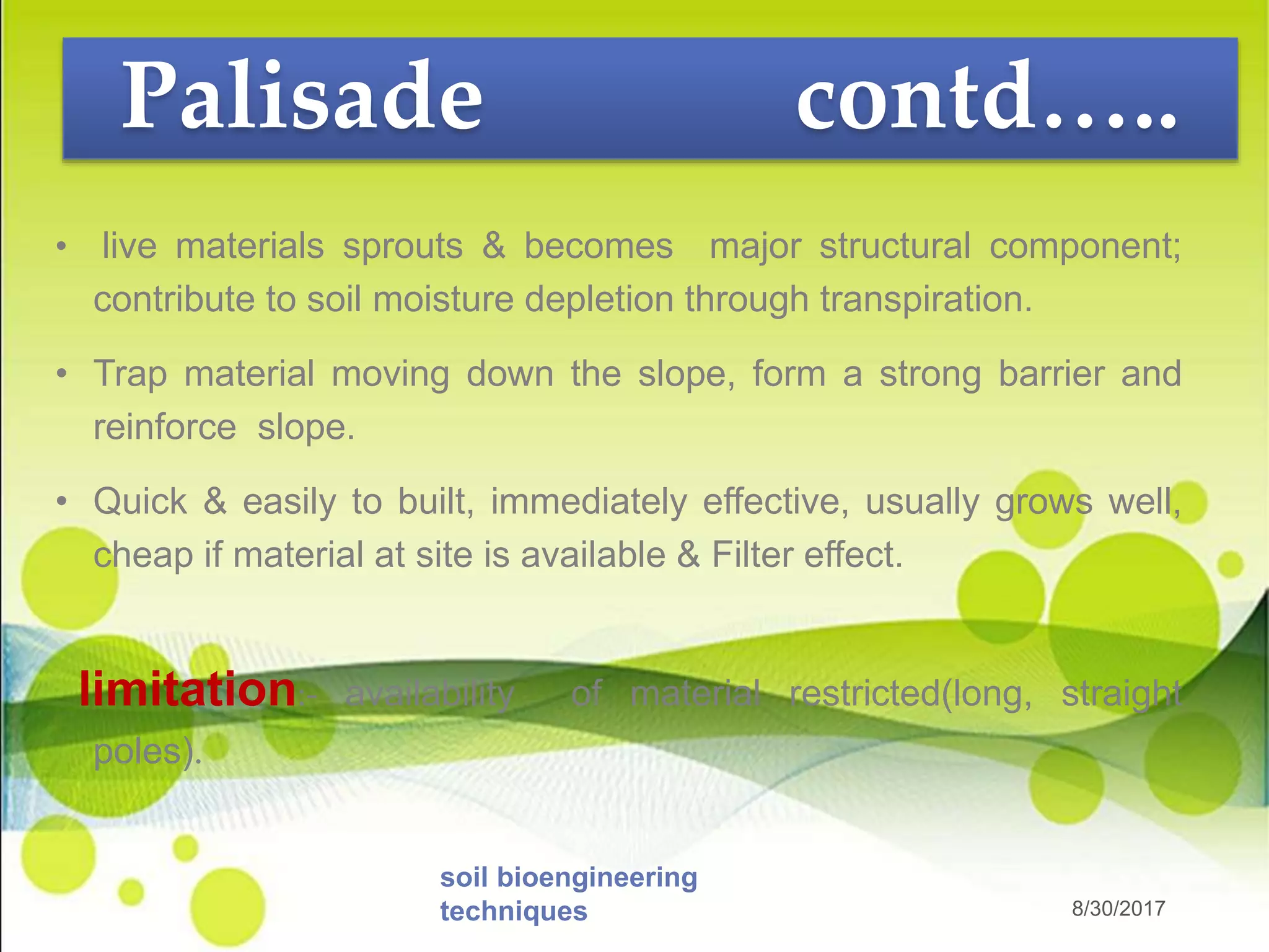Bio engineering techniques for soil errosion control. | PPTX