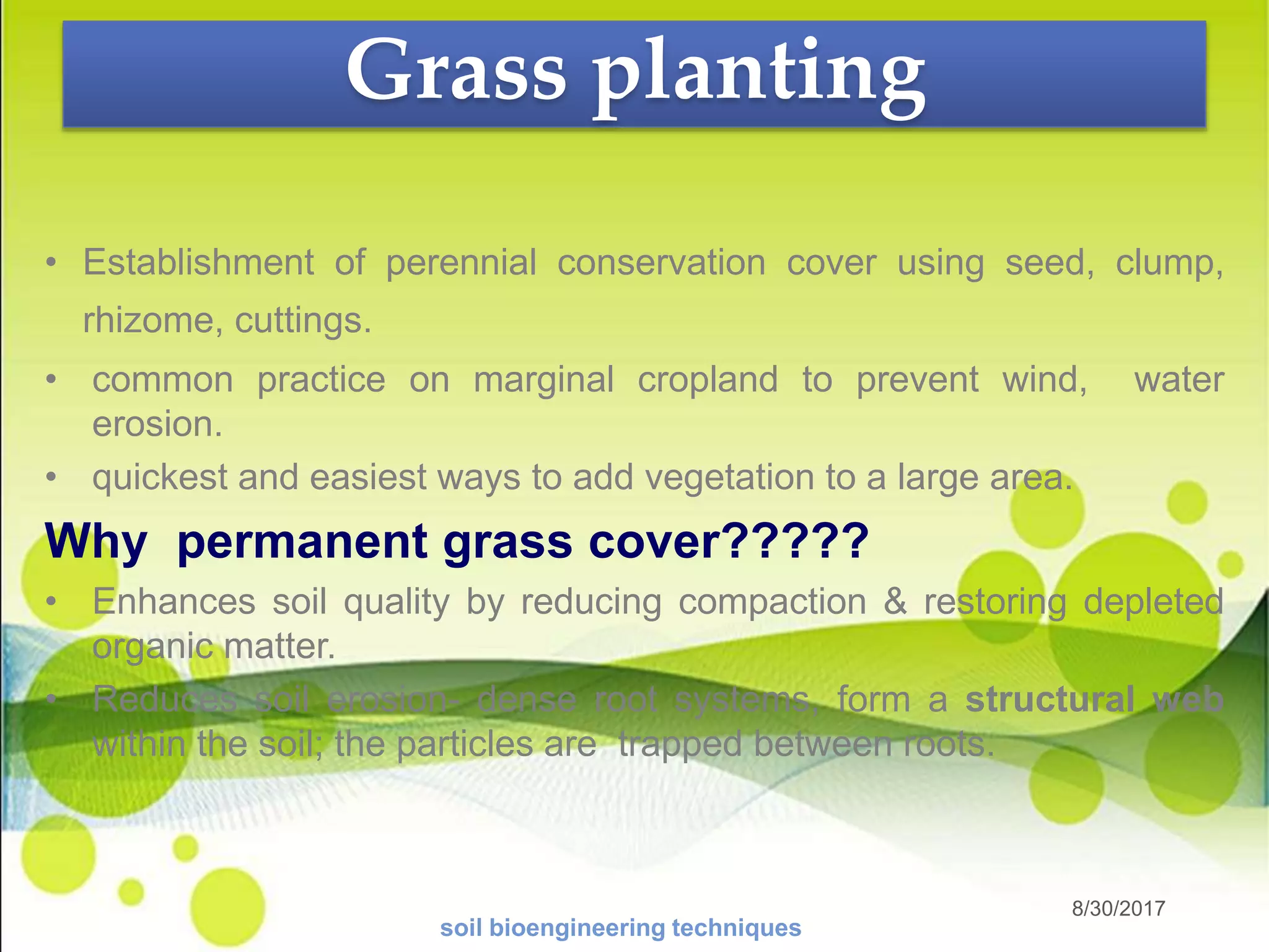 Bio engineering techniques for soil errosion control. | PPTX