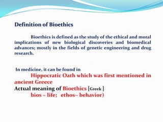 introduction Bio ethics and preclinical and clinical trial by srota ...