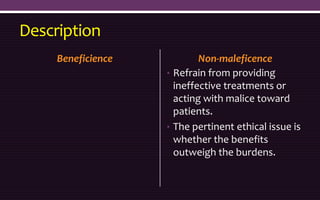 Bio ethics - Beneficence & Non-maleficence | PPTX | First Aid | Injuries