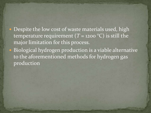 Bio hydrogen production from waste materials | PPTX | Commodities | Economy