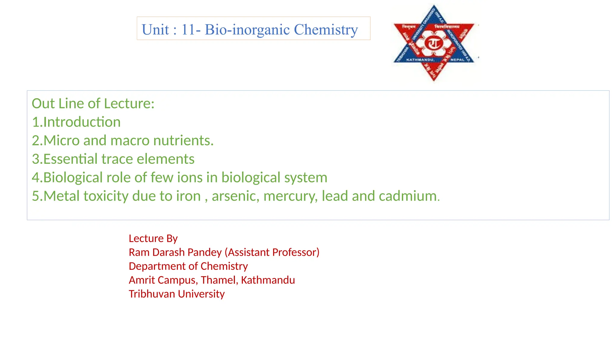 Bio-inorganic chemistry introduction and applications | PPTX ...