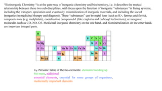 Bio-inorganic chemistry introduction and applications | PPTX ...