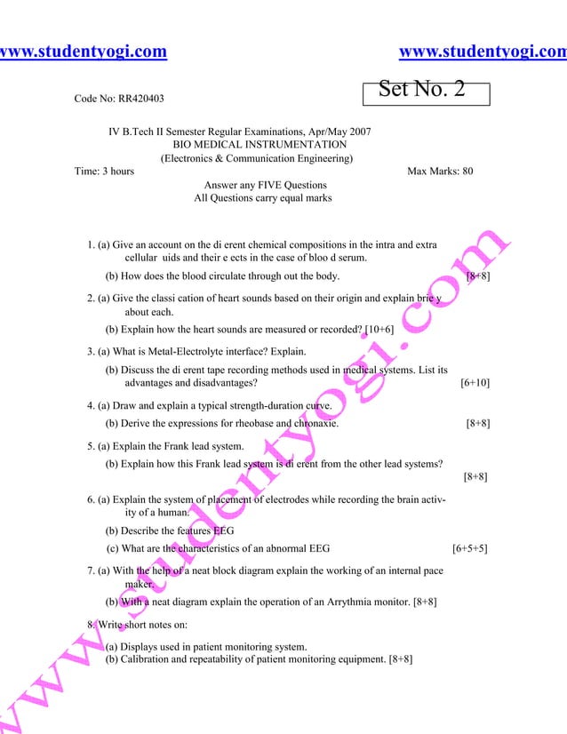 Bio Medical Instrumentation | PDF | Heart and Cardiovascular Diseases ...