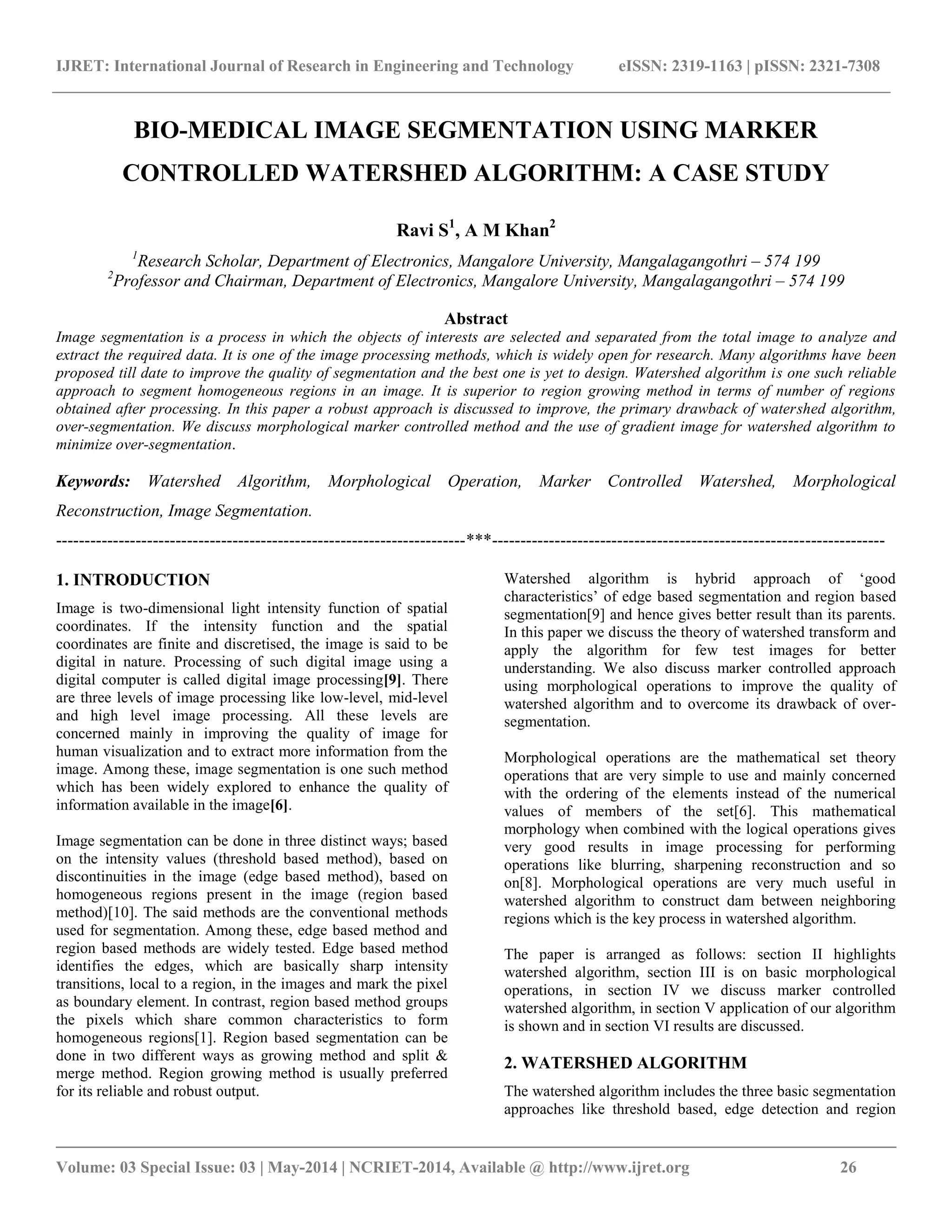 Bio medical image segmentation using marker controlled watershed algorithm a case study | PDF