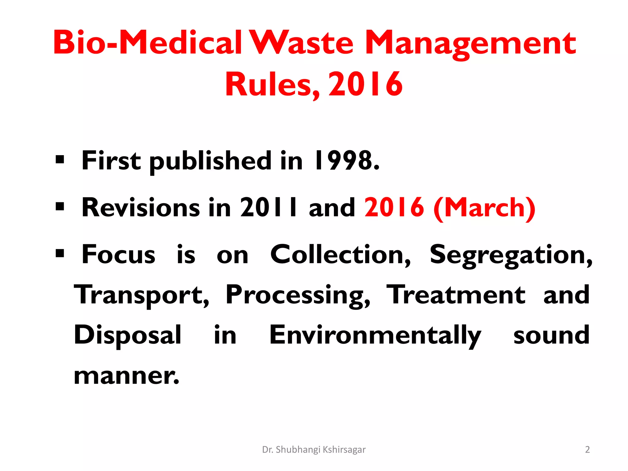 Bio-Medical Waste Management 2016 | PDF