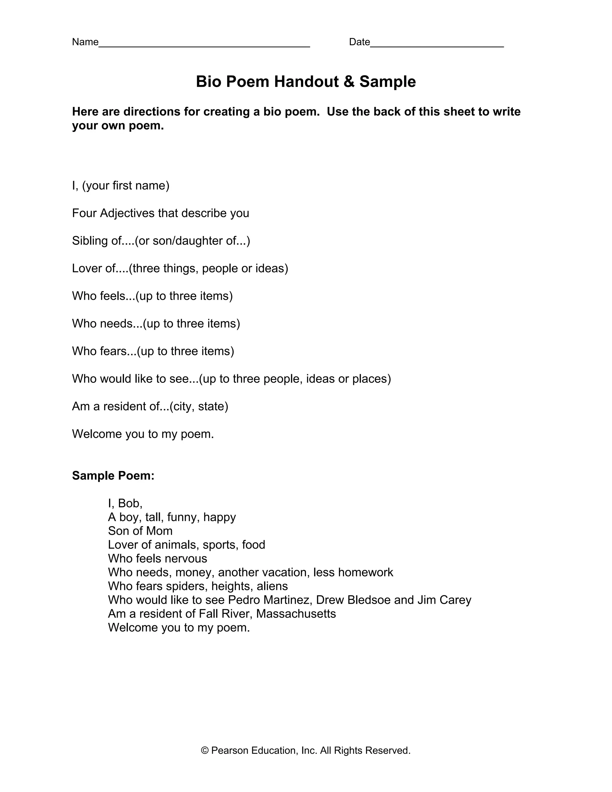 Bio poem-handout | PDF