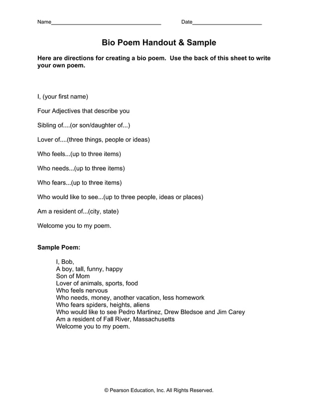 Bio poem-handout | PDF