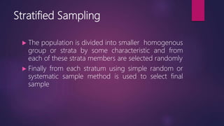 Bio statistics-Sampling techniques, Probability Sampling, Non ...