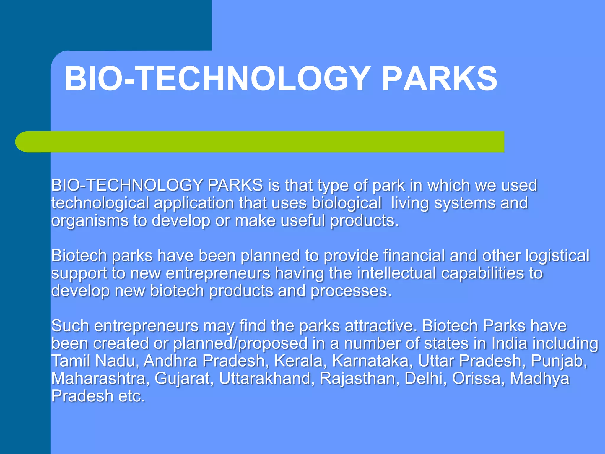 Bio technology parks | PPT