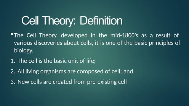 BIO1-PRELIM-W1-2-L1-CELL THEORY, STRUCTURES AND FUNCTIONS.pptx | Biological Sciences | Science