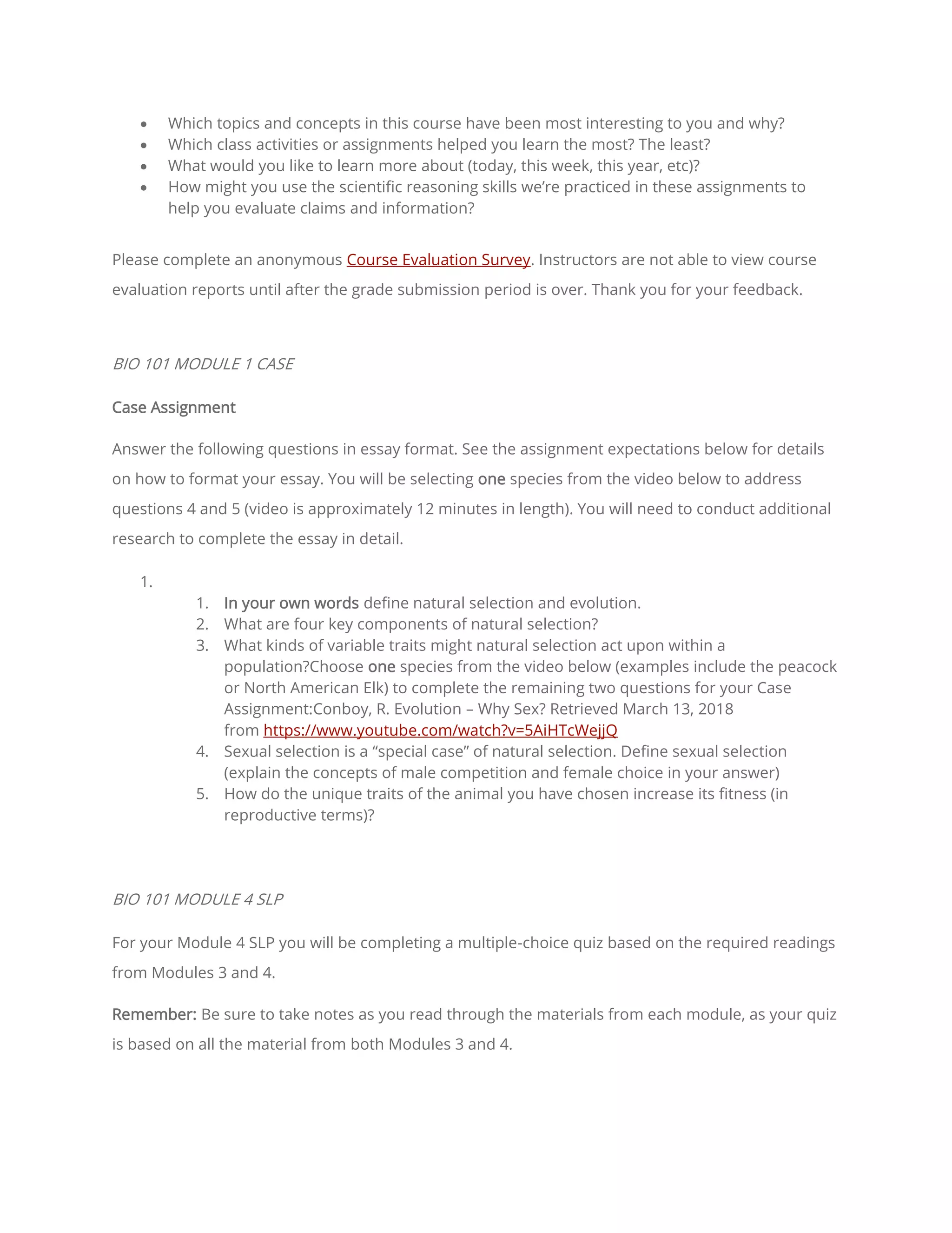 BIO 101 INTRODUCTION TO BIOLOGY TUI | PDF