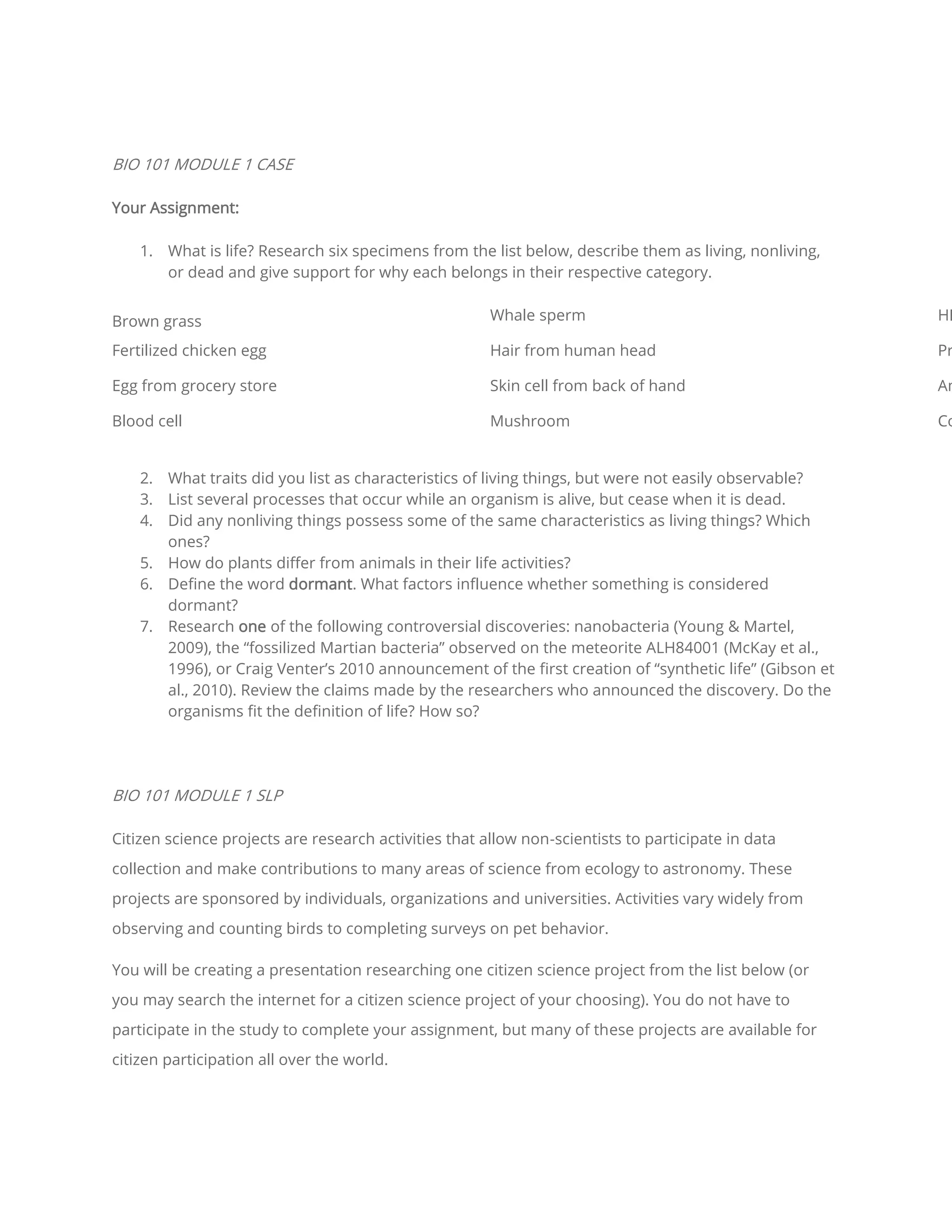 BIO 101 INTRODUCTION TO BIOLOGY TUI | PDF