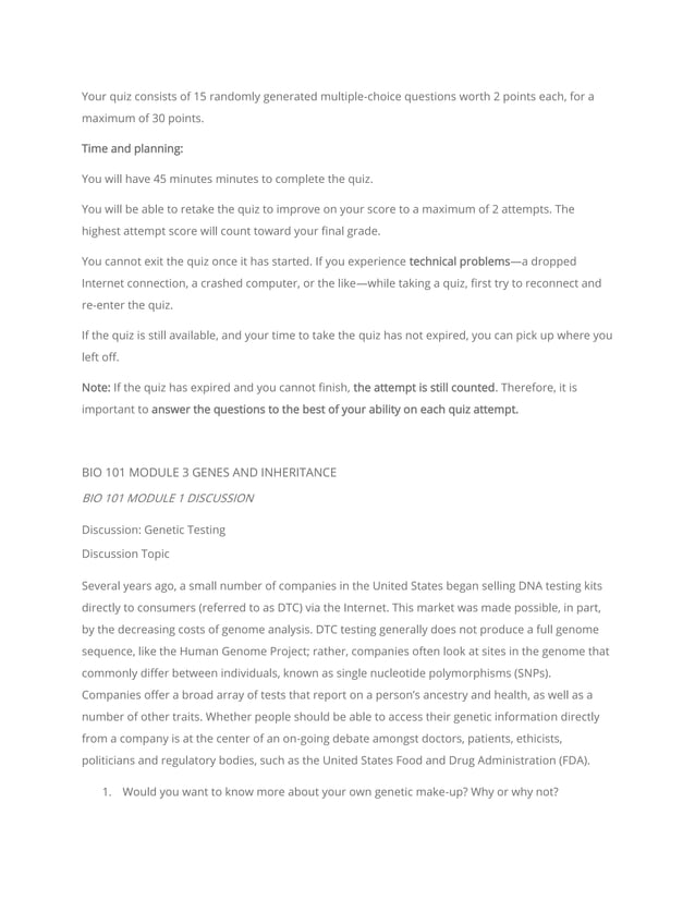 BIO 101 INTRODUCTION TO BIOLOGY TUI | PDF